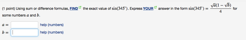 Solved Using sum or difference formulas, Find the exact | Chegg.com