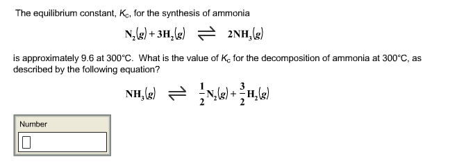 Solved The equilibrium constant, Kc, for the synthesis of | Chegg.com