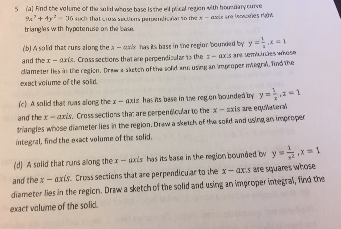 Solved Find the volume of the solid whose base is the | Chegg.com
