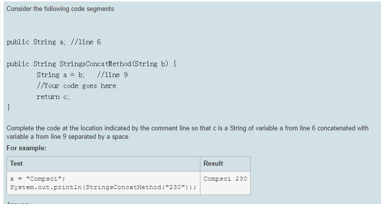 Solved Consider the following code segments public String | Chegg.com
