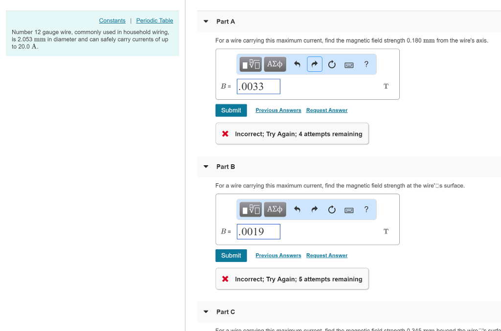Solved Constants| Periodic Table Part A Number 12 gauge | Chegg.com