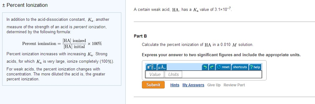 Solved In addition to the acid-dissociation constant. Ka, | Chegg.com