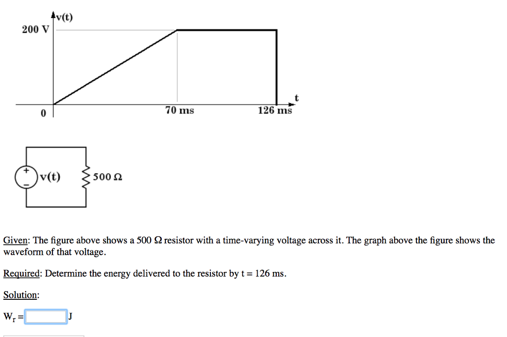 Solved v(t) 200 V 70 ms 126 ms )v(t) 500 Ω Given: The figure | Chegg.com