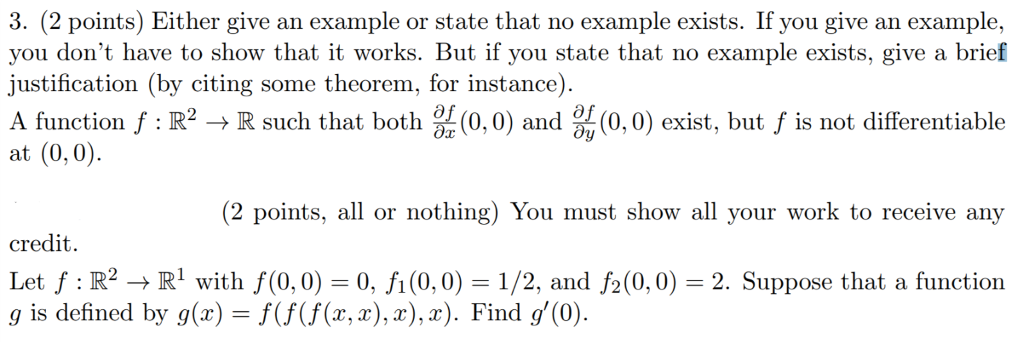 Solved 3. (2 points) Either give an example or state that no | Chegg.com
