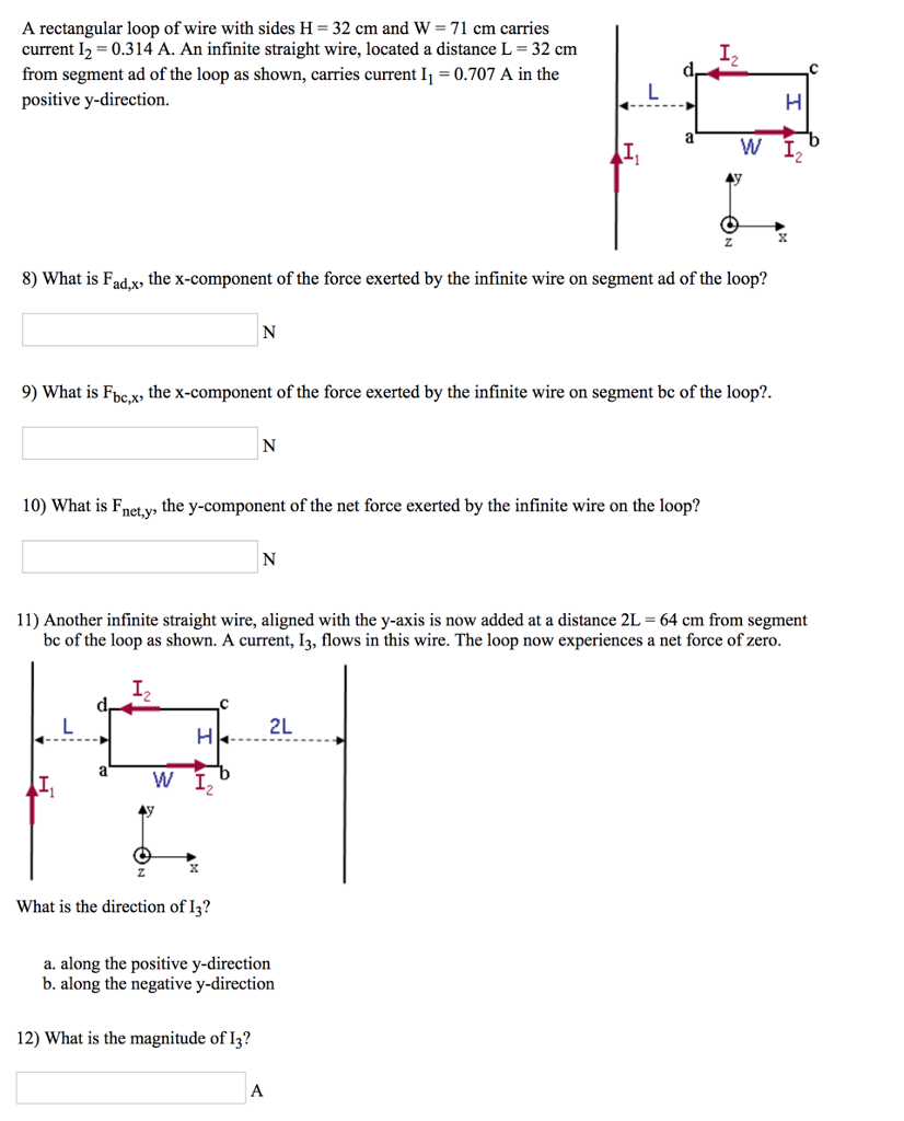 Solved A Rectangular Loop Of Wire With Sides H 32 Cm And W 2827