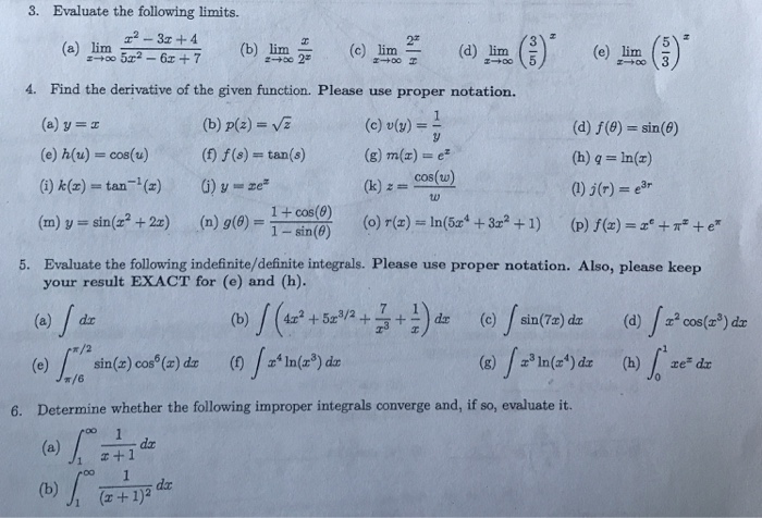Solved Evaluate the following limits. (a) lim_x rightarrow | Chegg.com