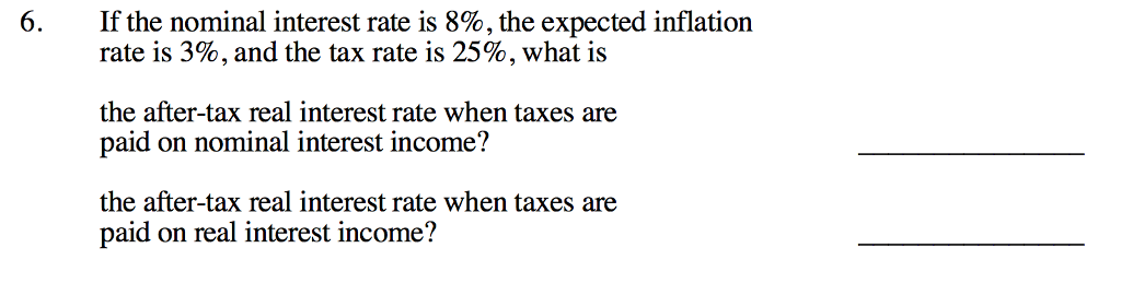 Solved If the nominal interest rate is 8%, the expected | Chegg.com