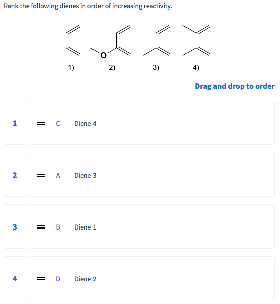 Solved Rank the following dienes in order of increasing | Chegg.com