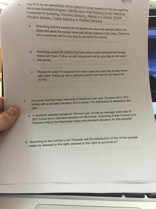 Solved The PTA for an elementary school wants to survey | Chegg.com