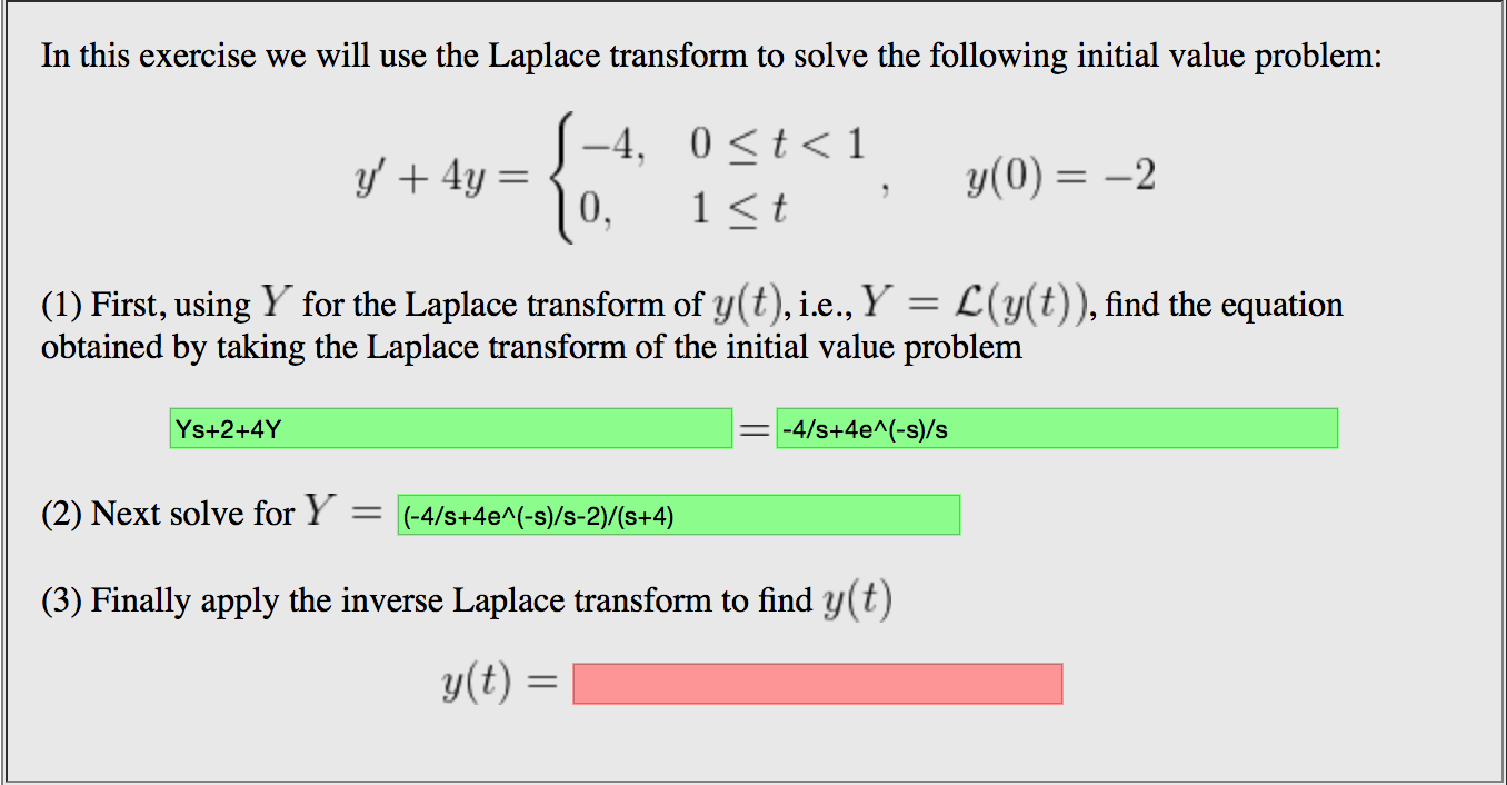 Solved In this exercise we will use the Laplace transform to | Chegg.com