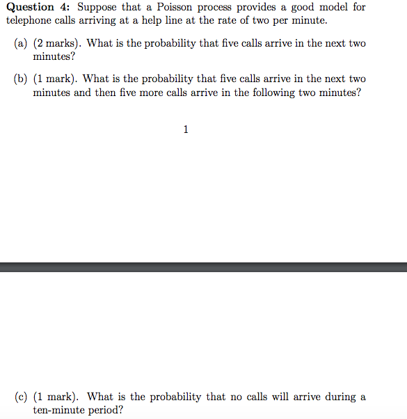 Solved Question 4: Suppose that a Poisson process provides a | Chegg.com