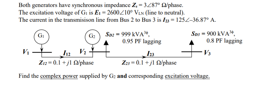 Solved Both generators have synchronous impedance Z,-32870 | Chegg.com