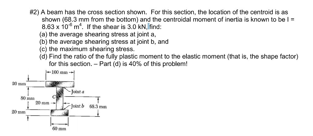 Solved #2) A beam has the cross section shown. For this | Chegg.com