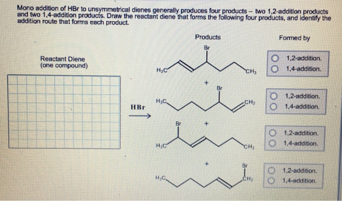Solved Mono addition of HBr to unsymmetrical dienes | Chegg.com