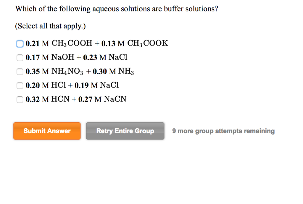 Solved Which of the following aqueous solutions are buffer | Chegg.com