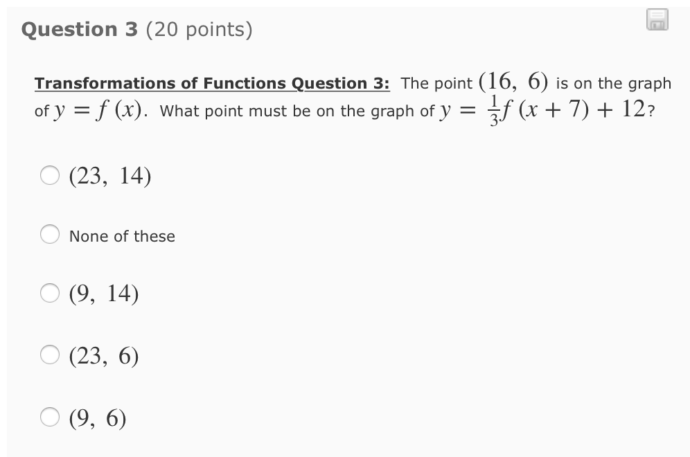 Solved Question 3 (20 points) Transformations of Functions | Chegg.com Solved Question 3 (20 points) Transformations of Functions | Chegg.com