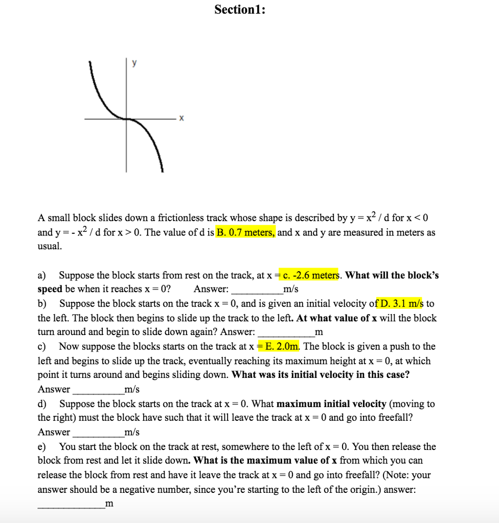 Solved A small block slides down a frictionless track | Chegg.com
