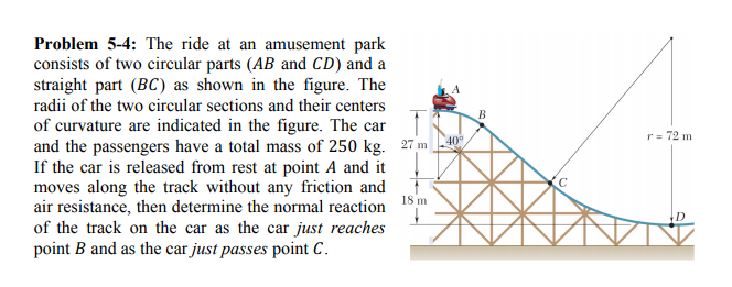 Solved Problem 5-4: The ride at an amusement park consists | Chegg.com