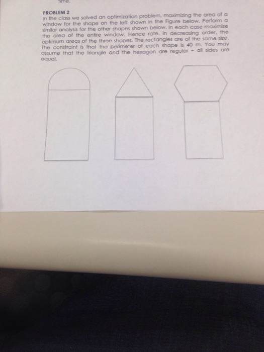 Solved In the class we solved an optimization problem, | Chegg.com