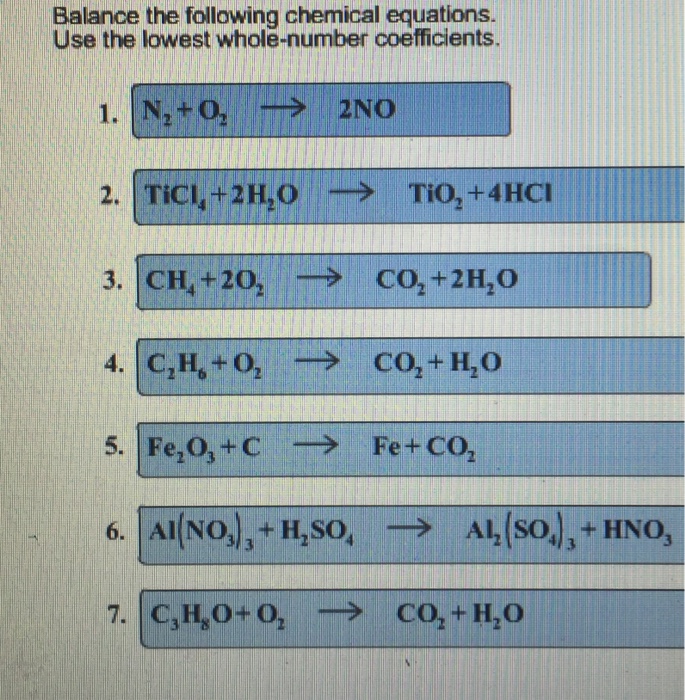 Solved Balance the following chemical equations. Use the | Chegg.com
