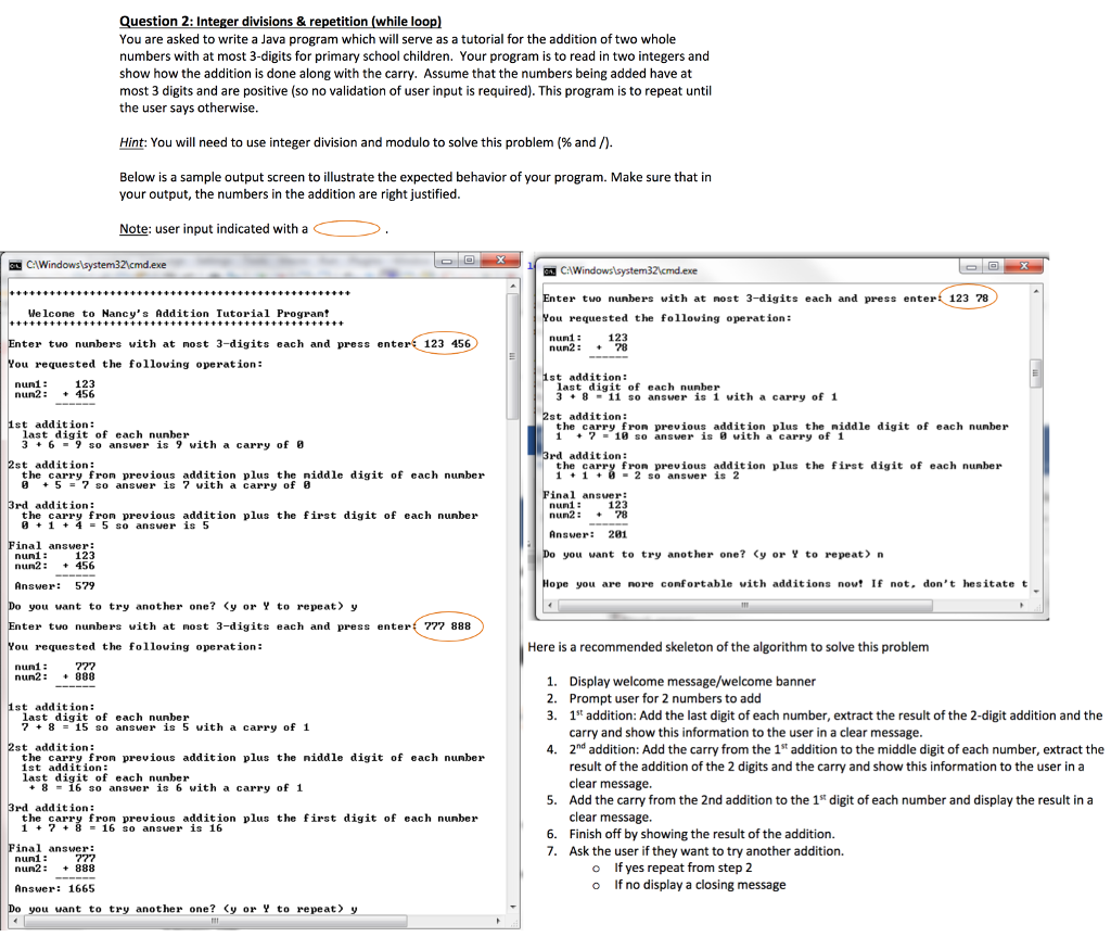 Solved uestion 2: Integer divisions & repetition (while You | Chegg.com