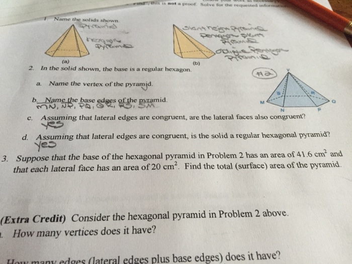 Solved # 3 suppose that the base of the hexagonal pyramid in | Chegg.com