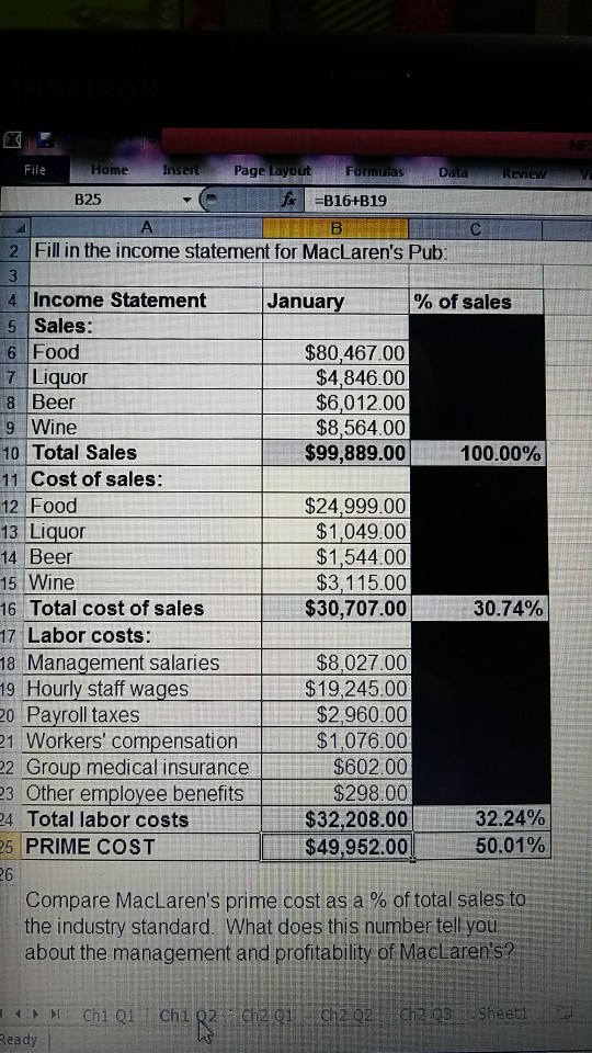 Solved File Home InsentP Page tayout ut Formulas DataReview | Chegg.com