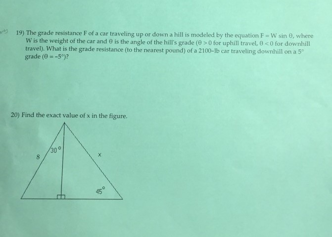 Solved The grade resistance F of a car traveling up or down | Chegg.com