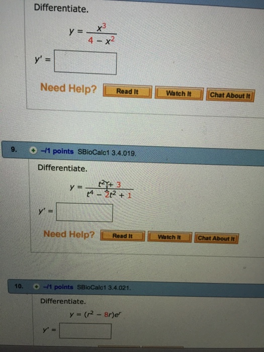 Solved Differentiate. y =x3/4 -x2 y' = Differentiate. y = | Chegg.com