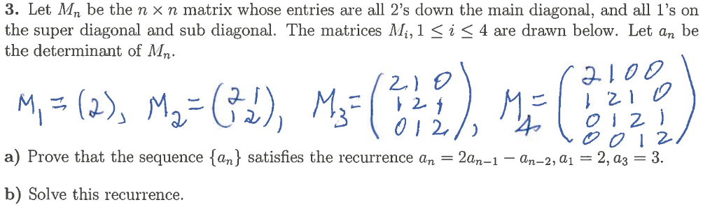 Solved 3. Let Mn be the nx n matrix whose entries are all | Chegg.com