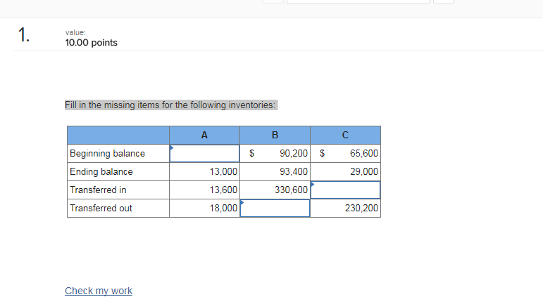 Solved Fill in the missing items for the following | Chegg.com