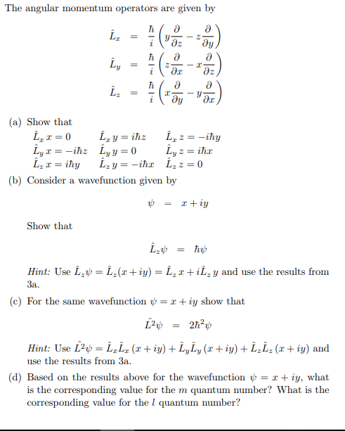 Solved The angular momentum operators are given by (a) Show | Chegg.com