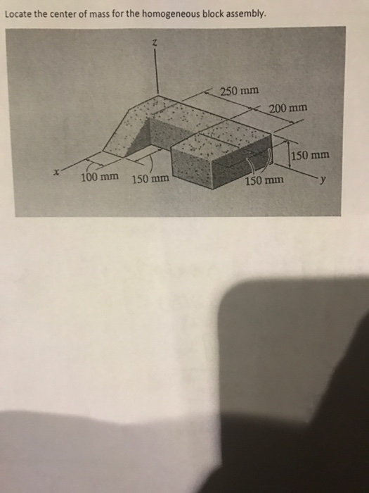 Solved Locate the center of mass for the homogeneous block | Chegg.com