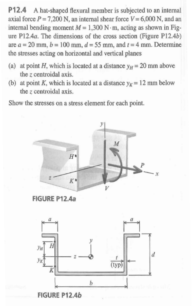 Solved P12.4 A hat-shaped flexural member is subjected to an | Chegg.com