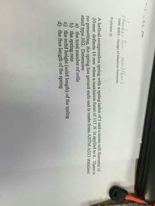 Solved A helical compression spring with a spring index of 5 | Chegg.com
