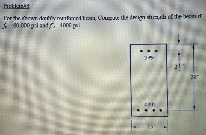 Solved Problem#3 For the shown doubly reinforced beam, | Chegg.com