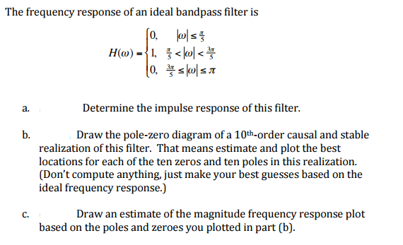 Solved The frequency response of an ideal bandpass filter is | Chegg.com