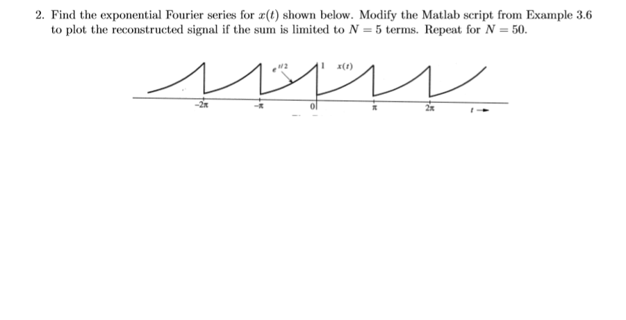 Solved 2. Find the exponential Fourier series for x(t) shown | Chegg.com