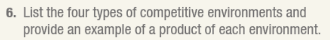 Solved List the four types of competitive environments and | Chegg.com