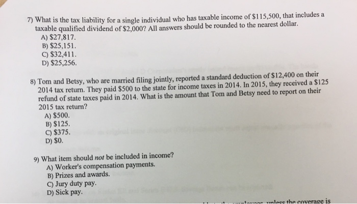 Solved What is the tax liability for a single individual who | Chegg.com