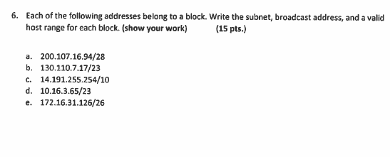 Solved Each of the following addresses belong to a block. | Chegg.com
