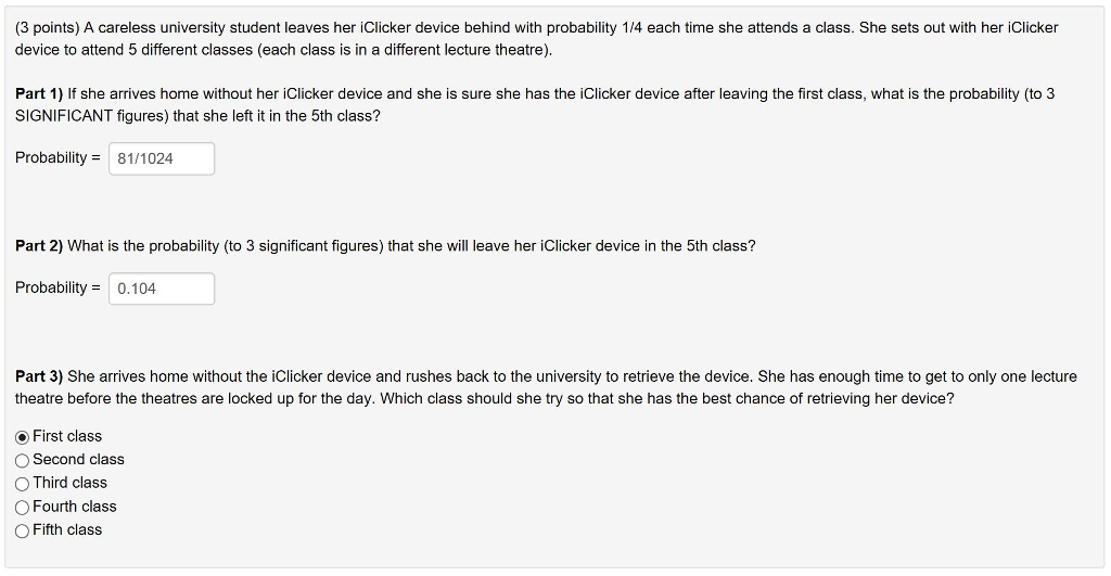 Solved A careless university student leaves her Clicker | Chegg.com