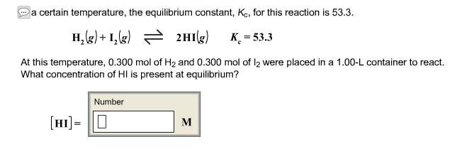 Solved At a certain temperature, the equilibrium constant, | Chegg.com