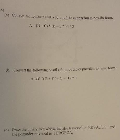 Solved Convert From Infix To Postfix And Vice Versa