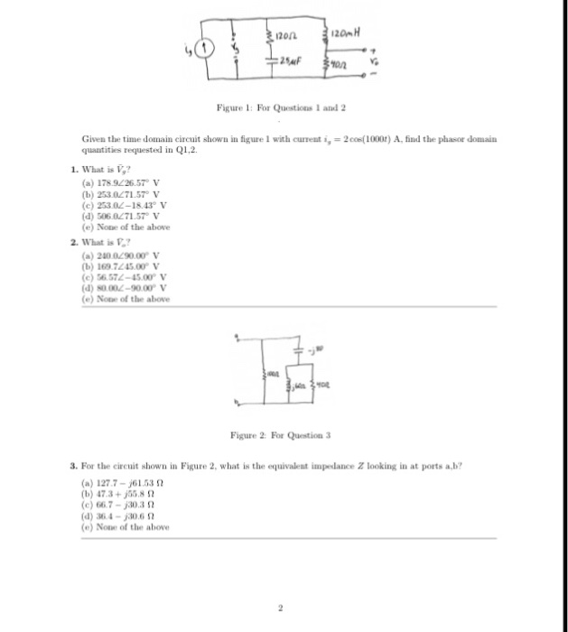Solved Given the time domain circuit shown in figure 1 with | Chegg.com