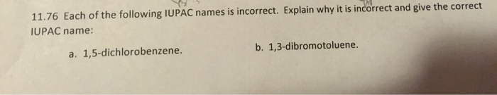 Solved Each of the following IUPAC names is incorrect. | Chegg.com