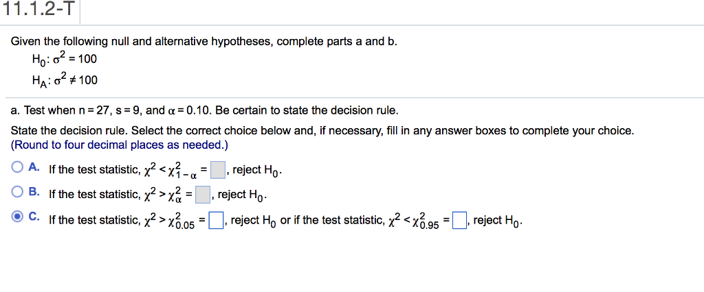 Solved Given the following null and alternative hypotheses, | Chegg.com