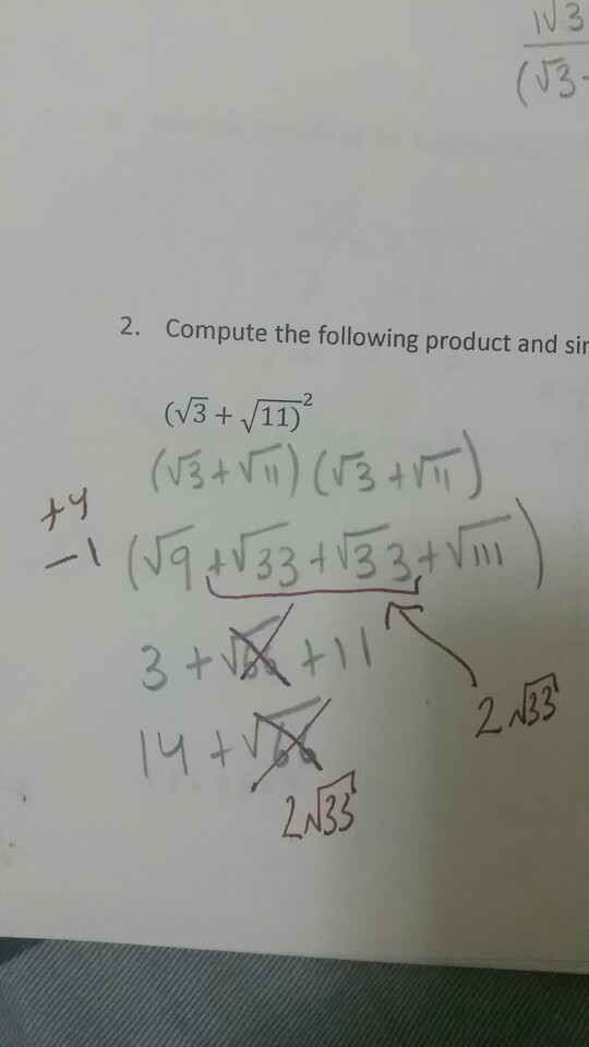 Solved 2. Compute the following product and si(root 3 + root | Chegg.com