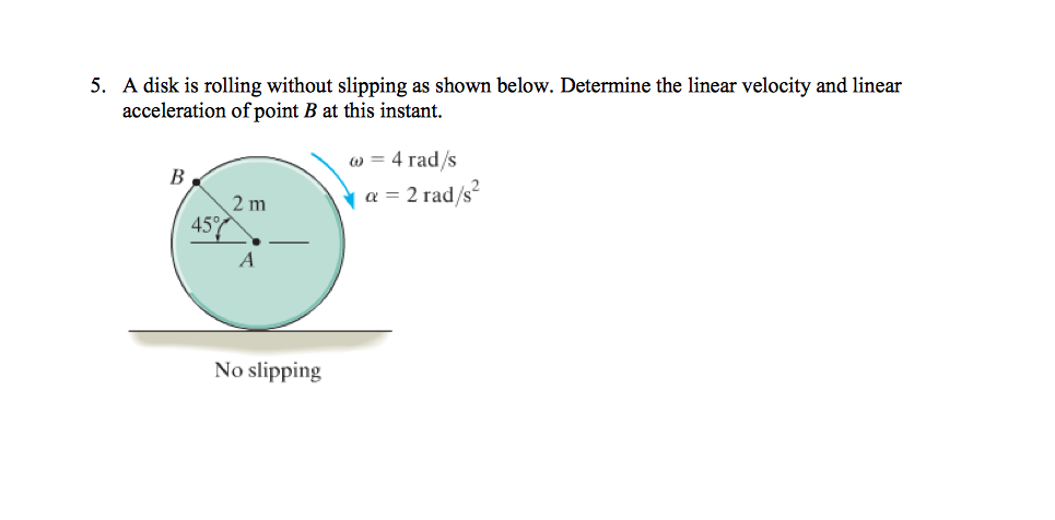 Solved 5. A disk is rolling without slipping as shown below. | Chegg.com