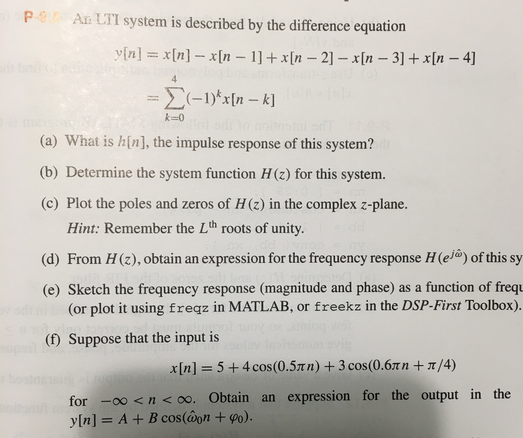 Solved An LTI system is described by the difference equation | Chegg.com